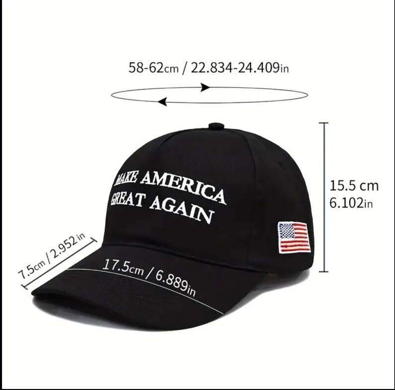 Trump 2024 American Flag Embroidery Baseball Cap Solid Color Cotton ...