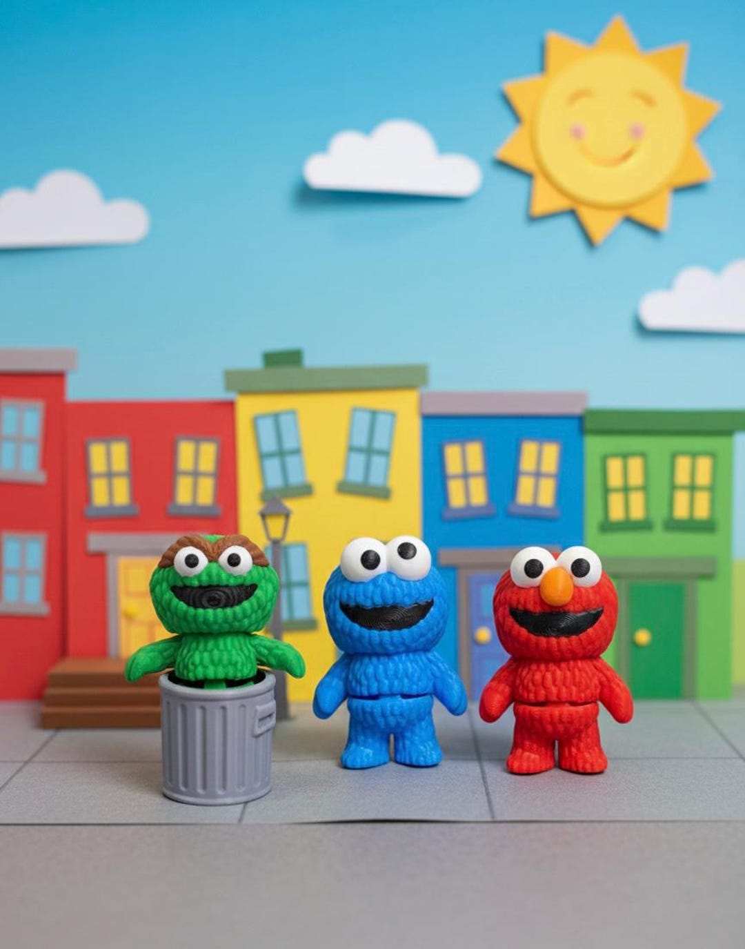Cookie,elmo,oscar Monster Flexi Mini Figure 3D Printed Toy Collection ...