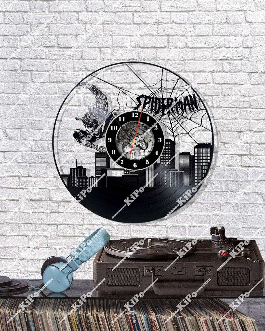 Spider-spider Clockspider Vinyl Clockspider Wall - Etsy