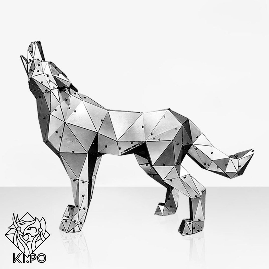 Wolf Metal Decor/papercraft Wolf/3d Metal Sculpture/low Poly - Etsy