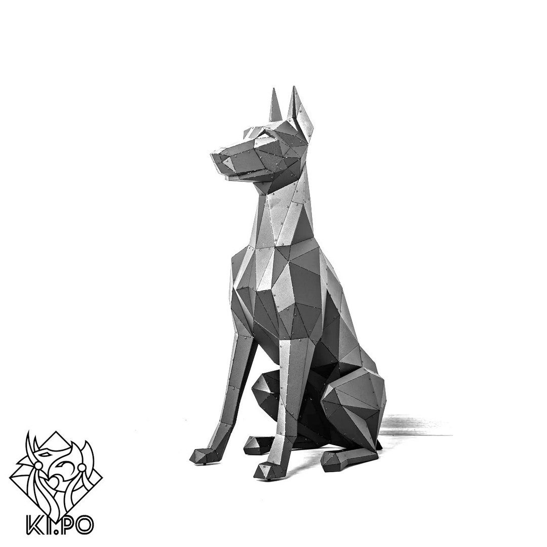 Sitting Doberman Statue3d Metal Art Decordecorative Metal - Etsy