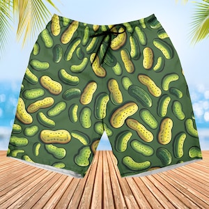 Pickles Hawaiian Shorts | Funny Men's Summer Wear | Tropical Beach Wear ...