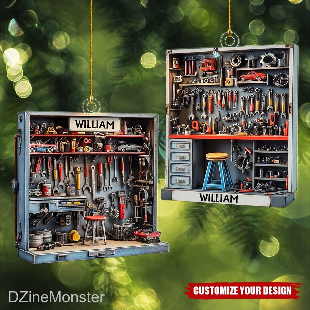 Personalized Mechanic Tool Box Ornament, Custom Tools Garage Ornament ...