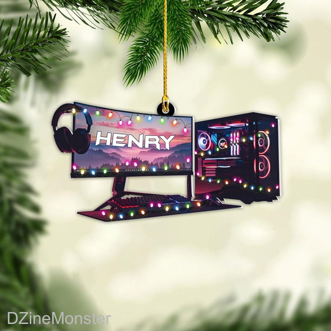 Personalized Computer Ornament 2025, Custom Gaming Computer Christmas ...