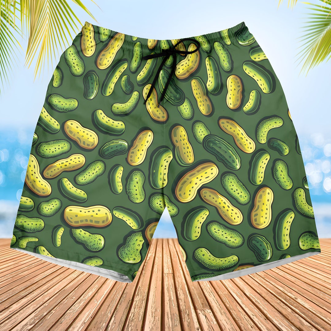 Pickleball Hawaiian Shorts | Funny Pickle Men's Wear | Pool Party ...