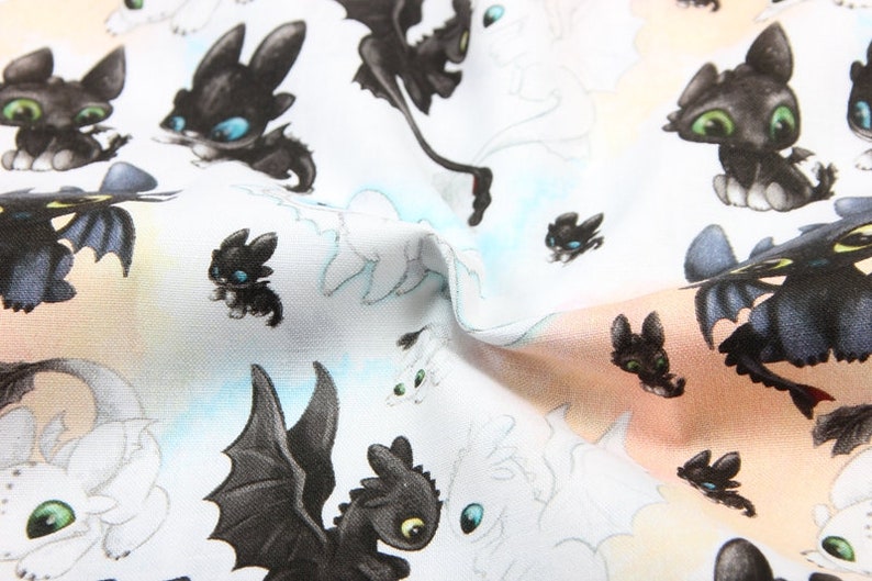 How to Train Your Dragon Fabric Night Fury Toothless Fabric 100% Cotton ...