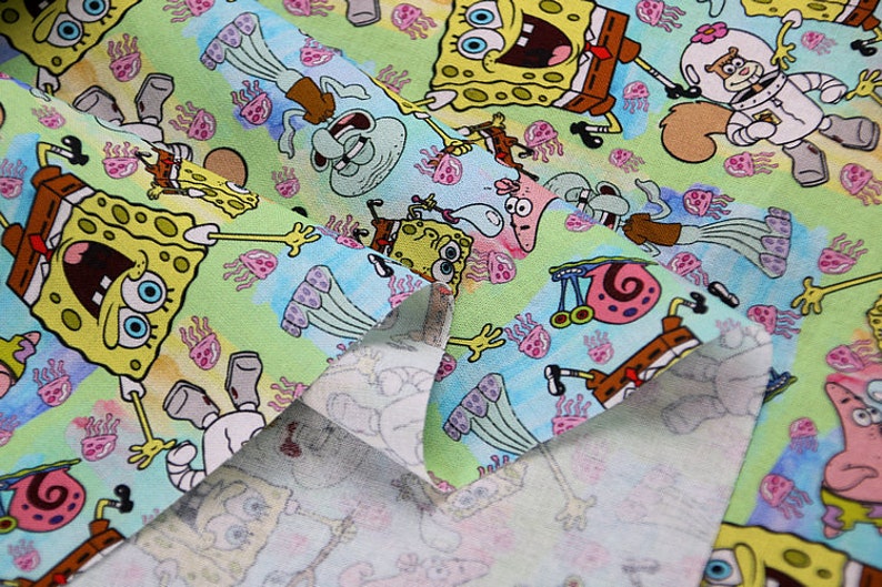 Spongebob Squarepants Fabric 100% Cotton Cartoon Cotton Fabric - Etsy