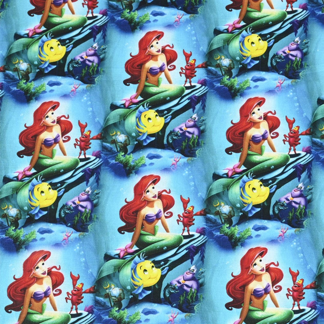 The Little Mermaid Ariel Fabric 100% Cotton Cartoon Cotton Fabric by ...