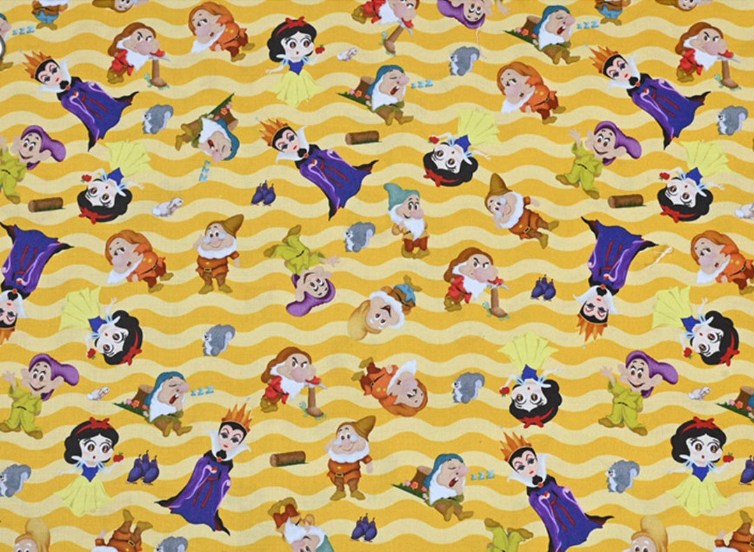 Snow White Seven Dwarfs Fabric Evil Fabric 100% Cotton Cartoon Cotton ...