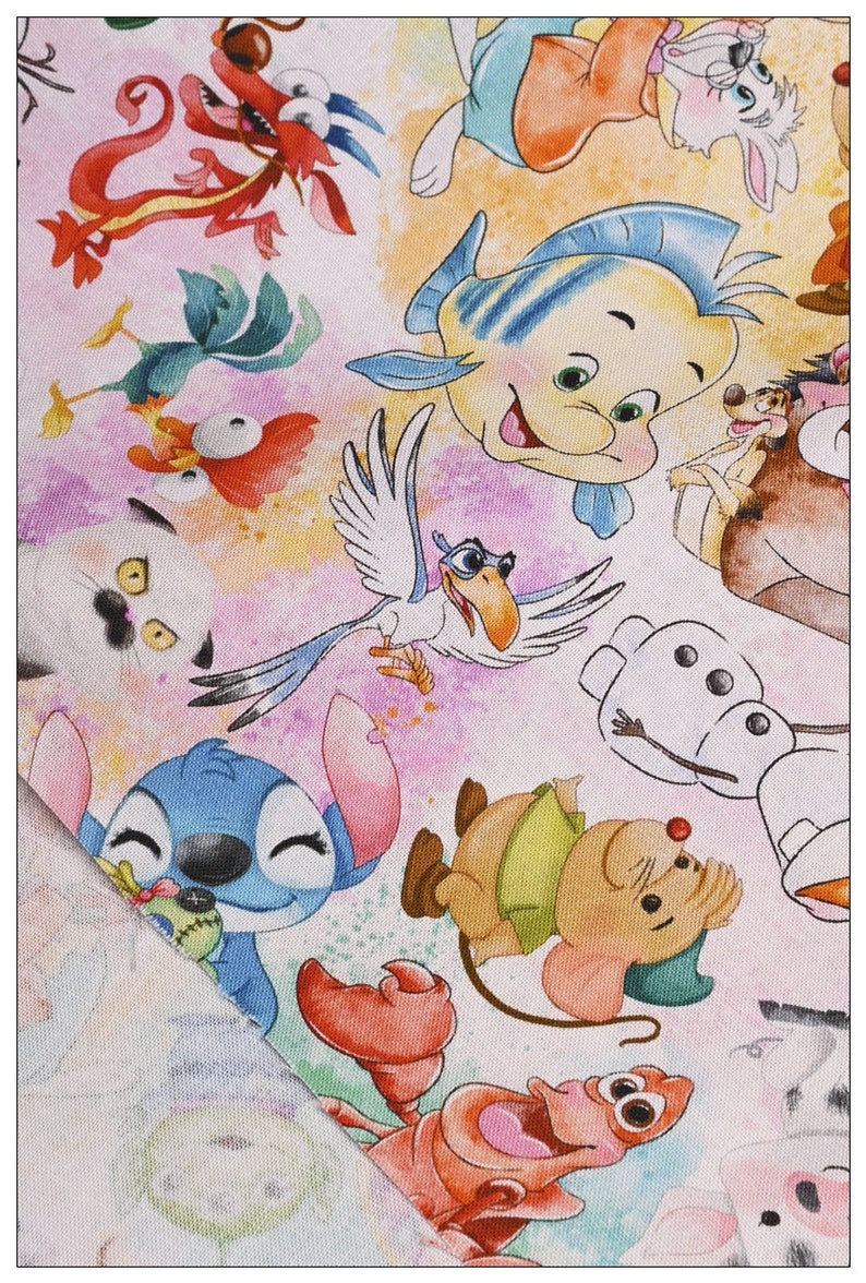Cartoon Mix Fabric Disney Cartoon Fabric 100% Cotton Cartoon - Etsy