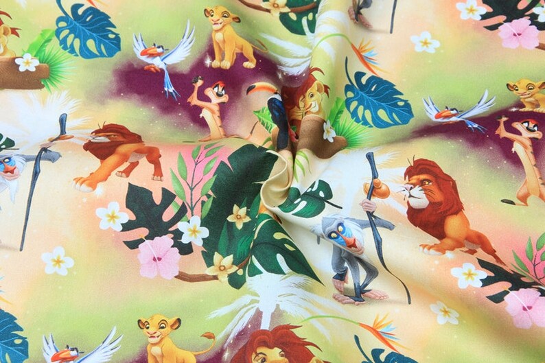 Lion King Fabric Lion Simba Mufasa Fabric 100% Cotton Cartoon Cotton ...