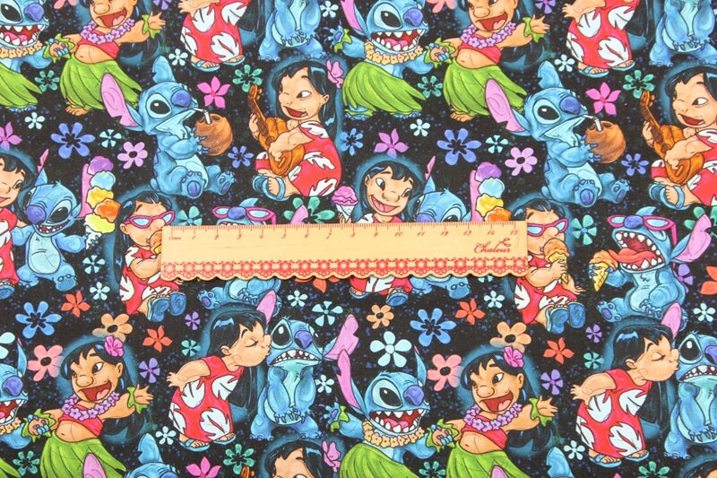 Stitch Fabric Blue Koala Lilo and Stitch Fabric 100% Cotton Cartoon ...
