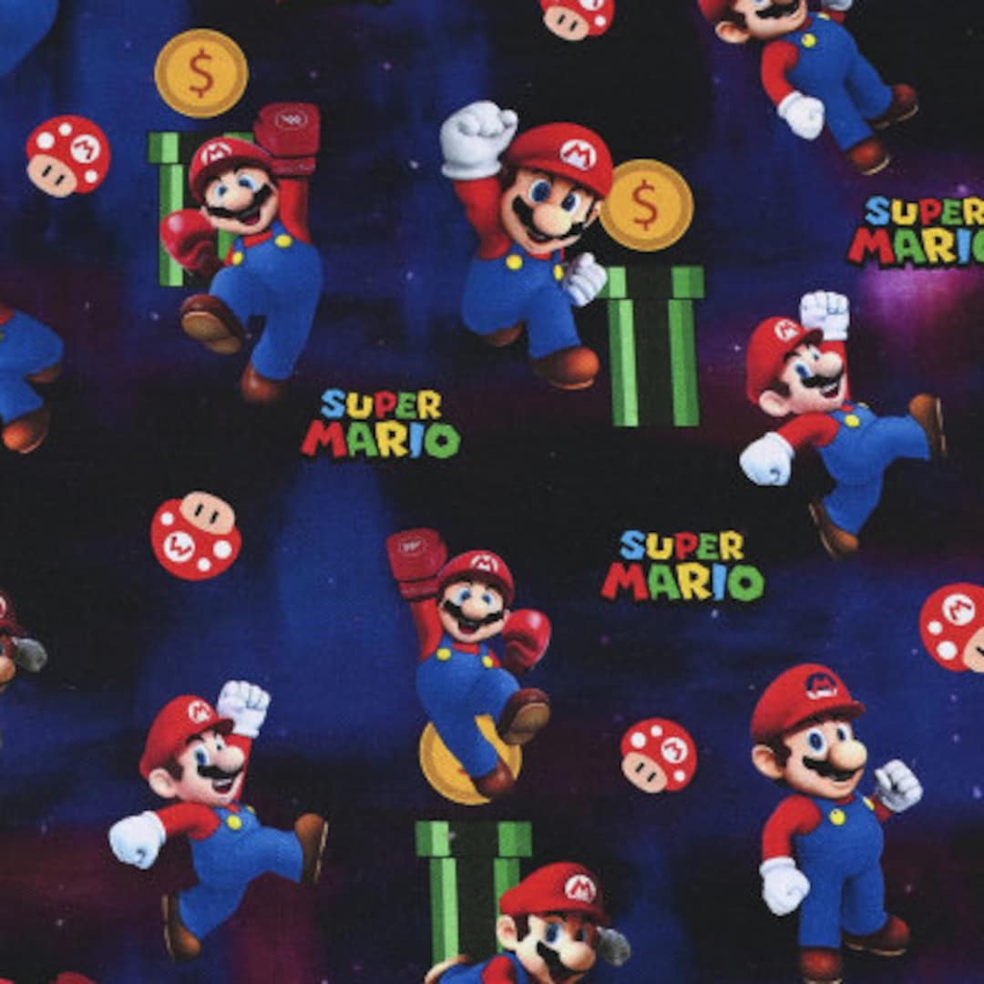 Super Mario Fabric 100% Cotton Cartoon Cotton Fabric by the Half Yard ...