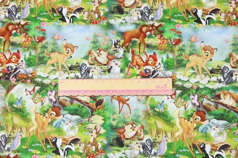 Disney Bambi Fabric 100% Cotton Cartoon Cotton Fabric by the Half Yard ...