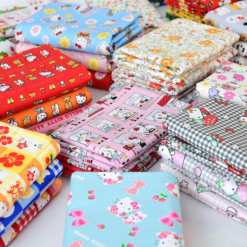 Sanrio Hello Kitty Fabric 100% Cotton Fabric by the Half Yard - Etsy