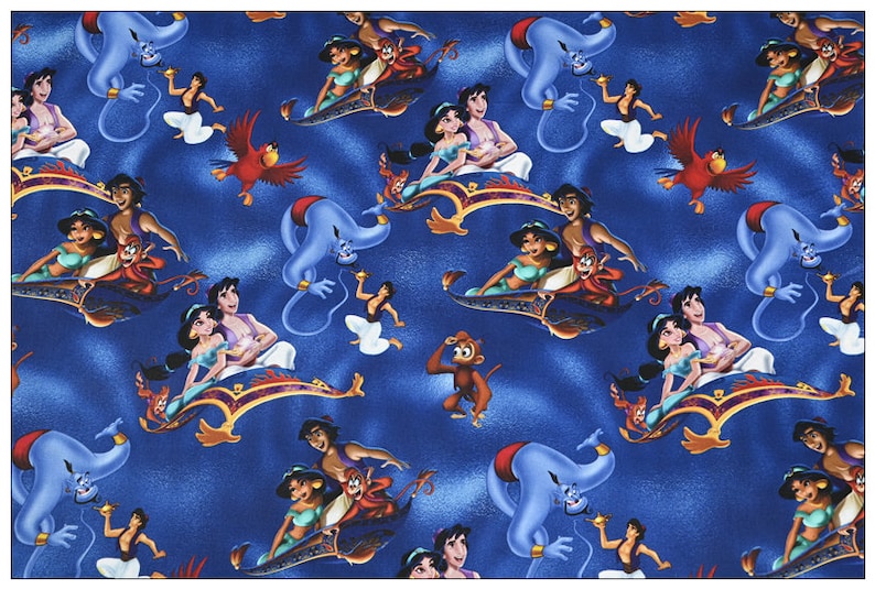 Disney Aladdin & Princess Jasmine Fabric 100% Cotton Cartoon - Etsy