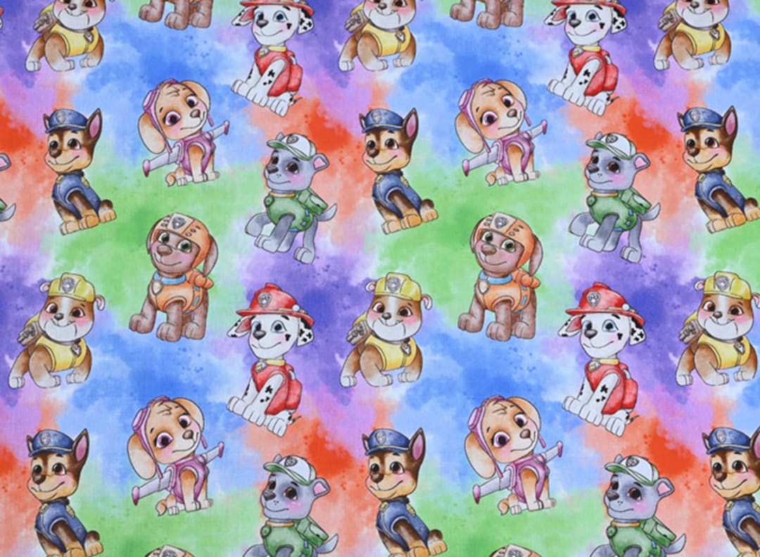 Paw Patrol Watercolor Fabric Puppy Fabric Dog Fabric 100% Cotton ...