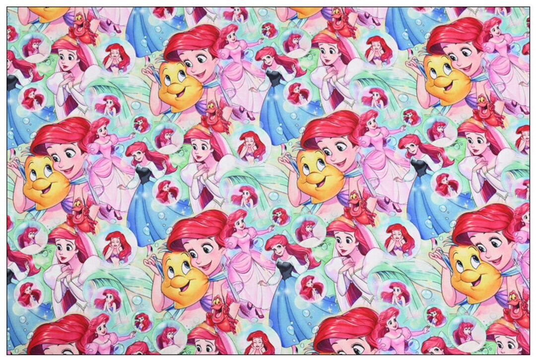 Disney Little Mermaid Ariel Fabric 100% Cotton Cartoon Cotton Fabric by ...