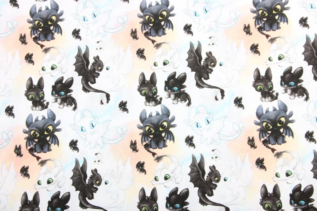 How to Train Your Dragon Fabric Night Fury Toothless Fabric 100% Cotton ...
