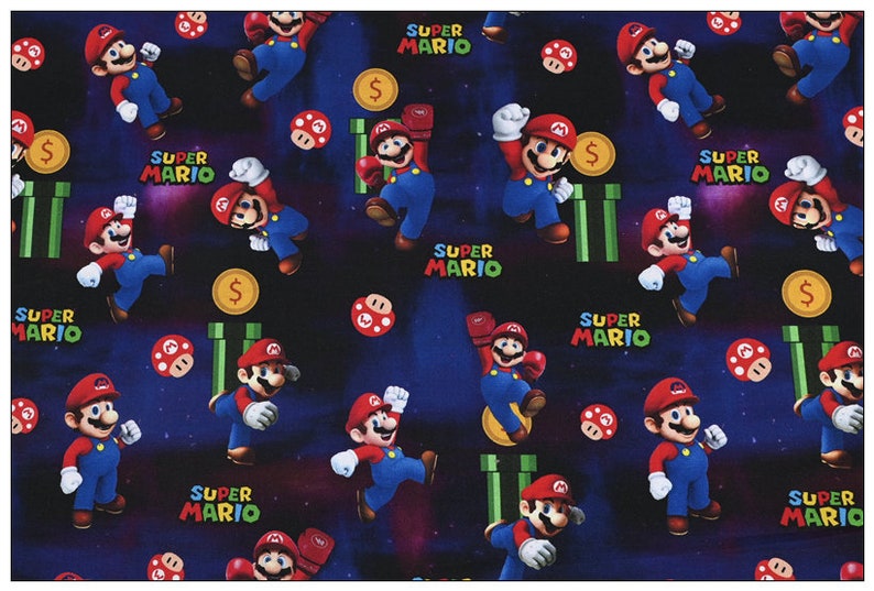Super Mario Fabric 100% Cotton Cartoon Cotton Fabric by the - Etsy