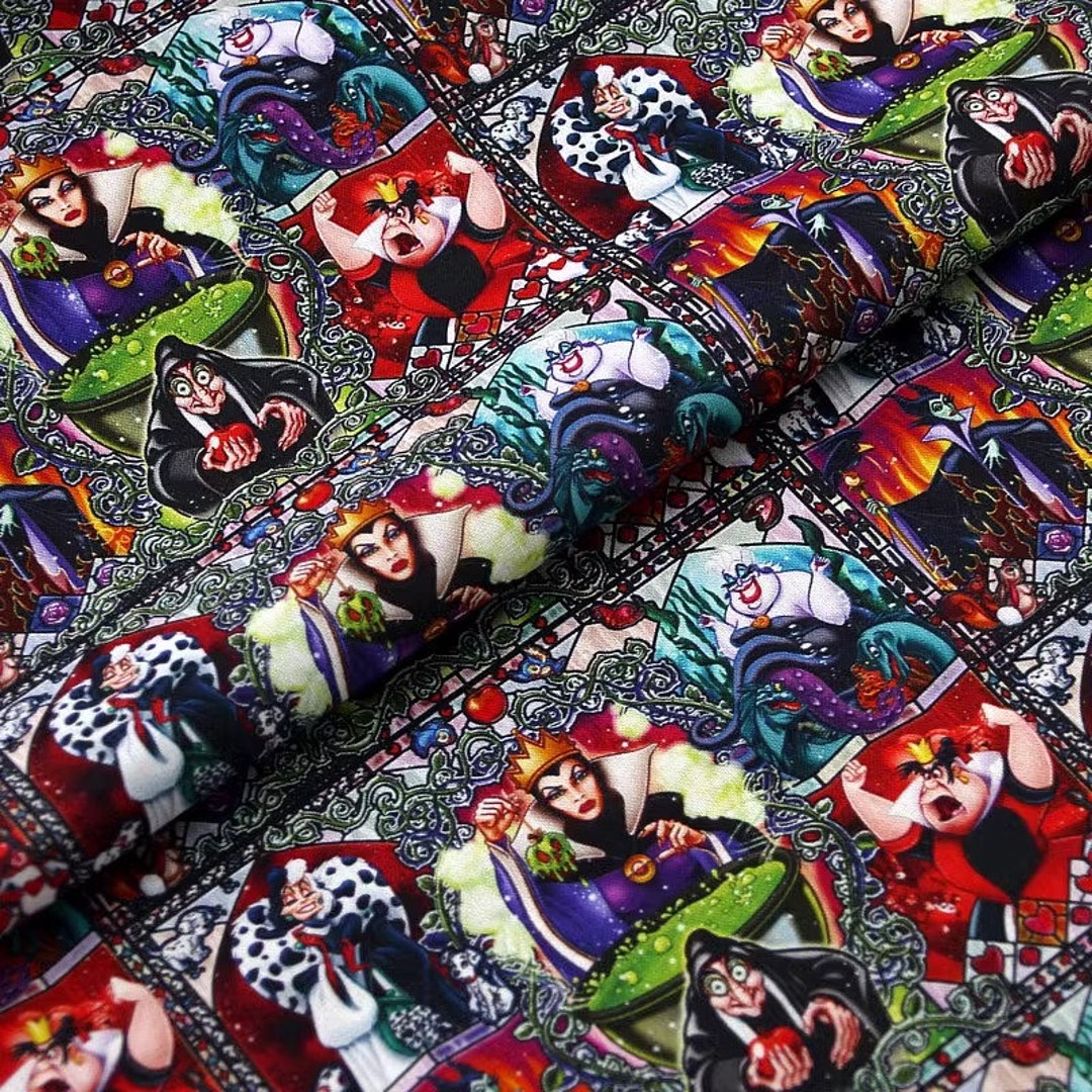 Halloween Villains Fabric 100% Cotton Cartoon Cotton Fabric by the Half ...