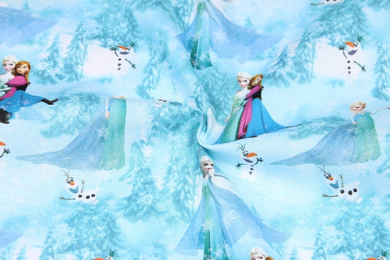 Frozen Fabric Elsa Anna Fabric Snow Queen Fabric 100% Cotton Cartoon ...