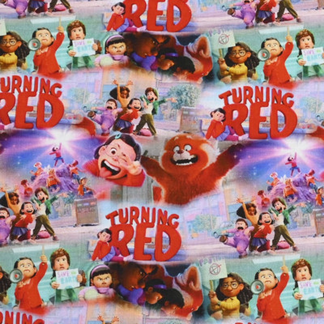 Red Panda Fabric Turning Red Pixar Panda Fabric 100% Cotton Cartoon ...