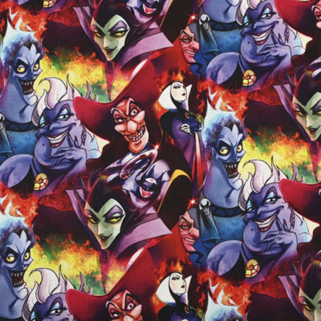 Evil Characters in Disney Fabric 100% Cotton Cartoon Cotton Fabric by ...