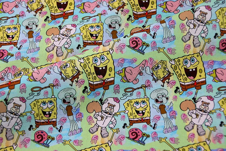 Spongebob Squarepants Fabric 100% Cotton Cartoon Cotton Fabric - Etsy