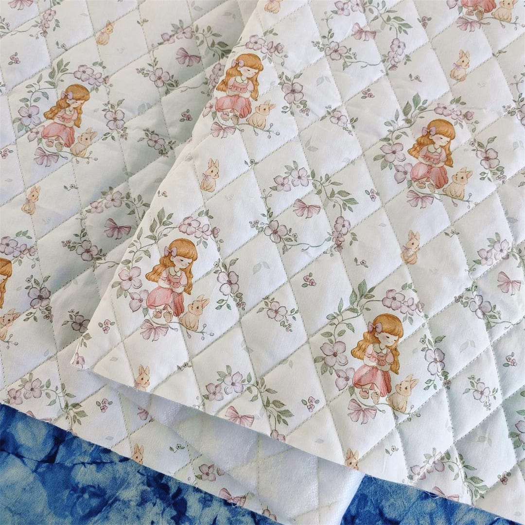 Cartoon Little Girl Quilted Fabric Quilted Flower Printed Fabric Cotton ...