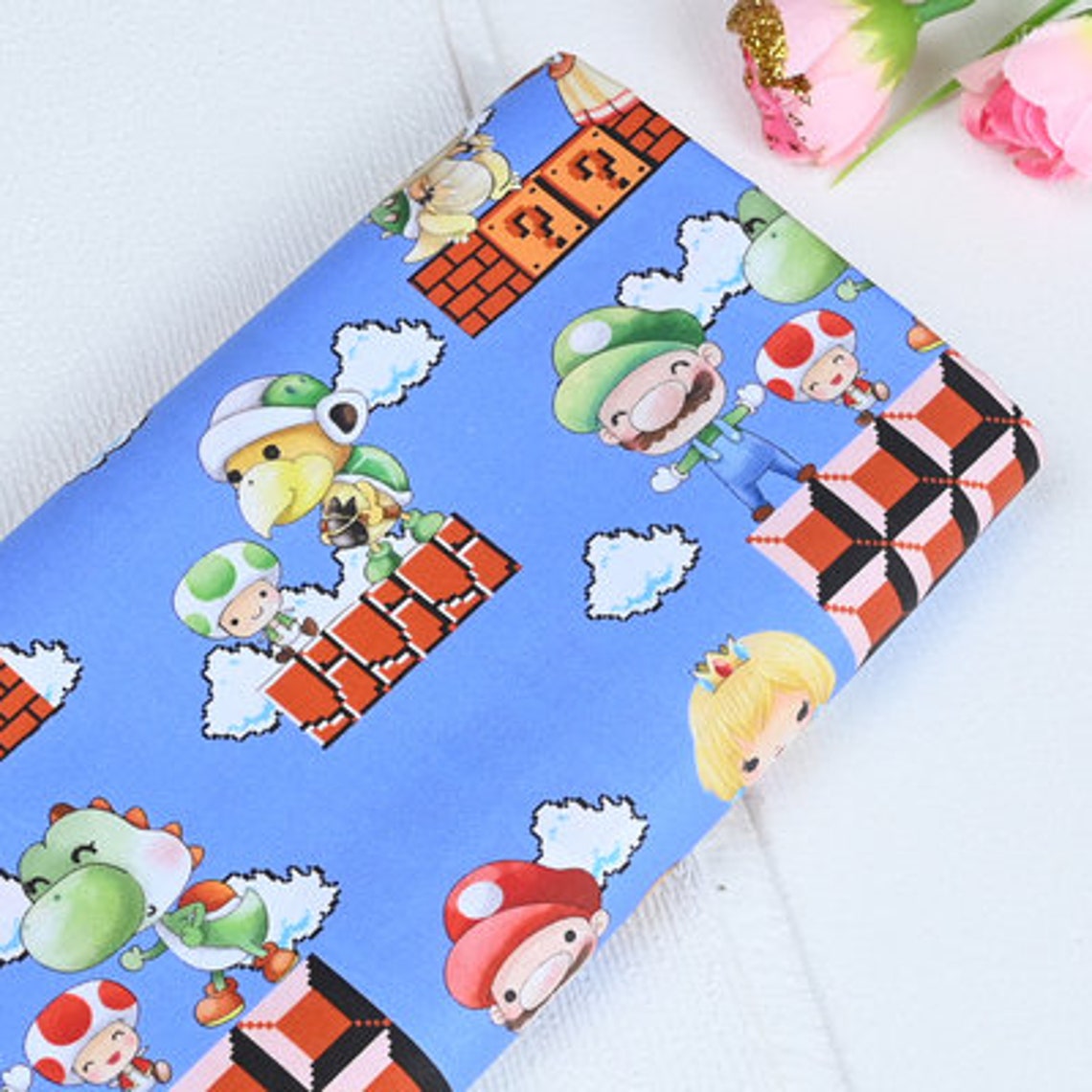Super Mario Fabric Mario Luigi Princess Peach King Koopa Bowser Fabric ...