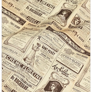 Retro Vintage Newspaper Fabric Newspaper Print Fabric 100% Cotton ...