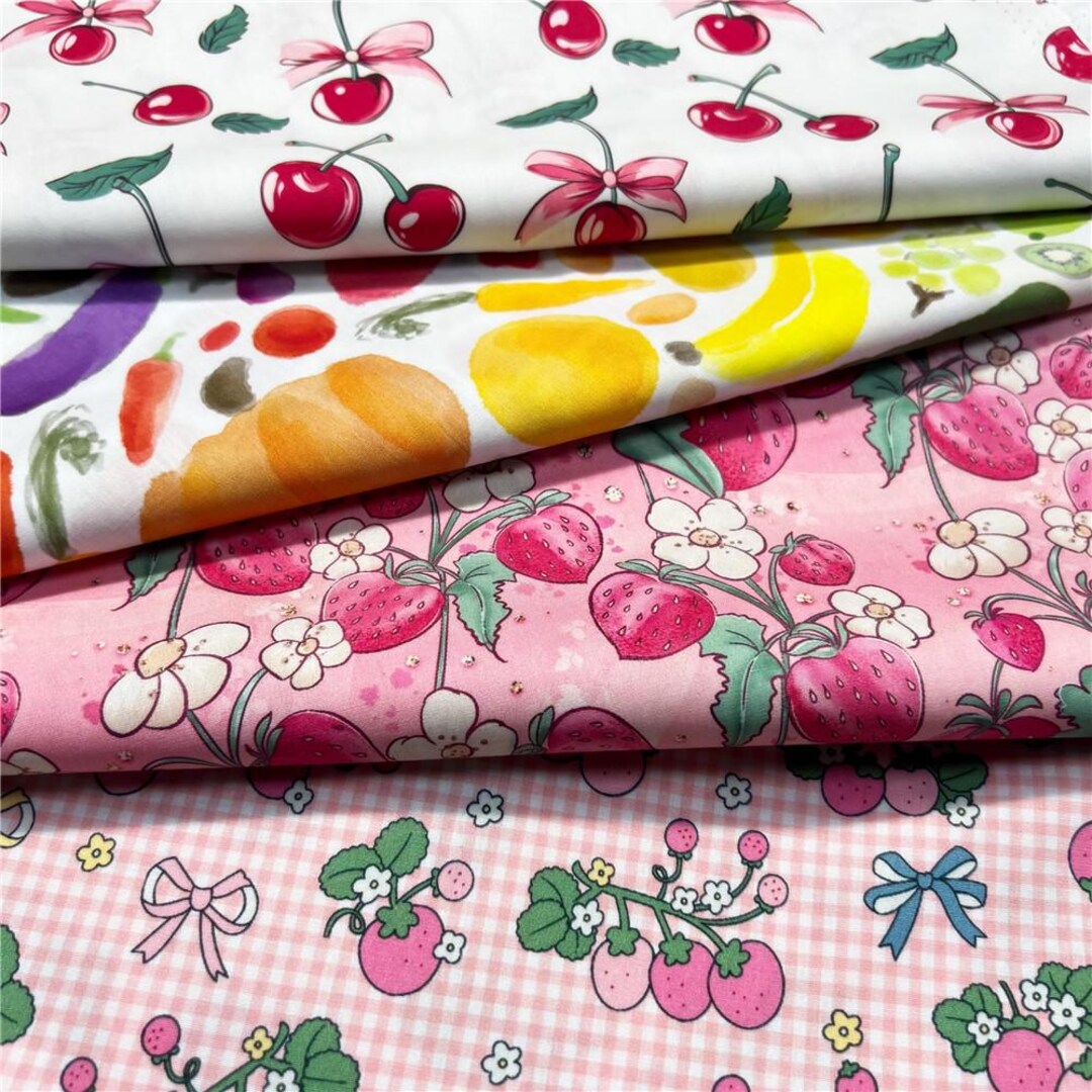 Fruit and Vegetable Themed Fabric 100% Cotton Cartoon Cotton Fabric by ...