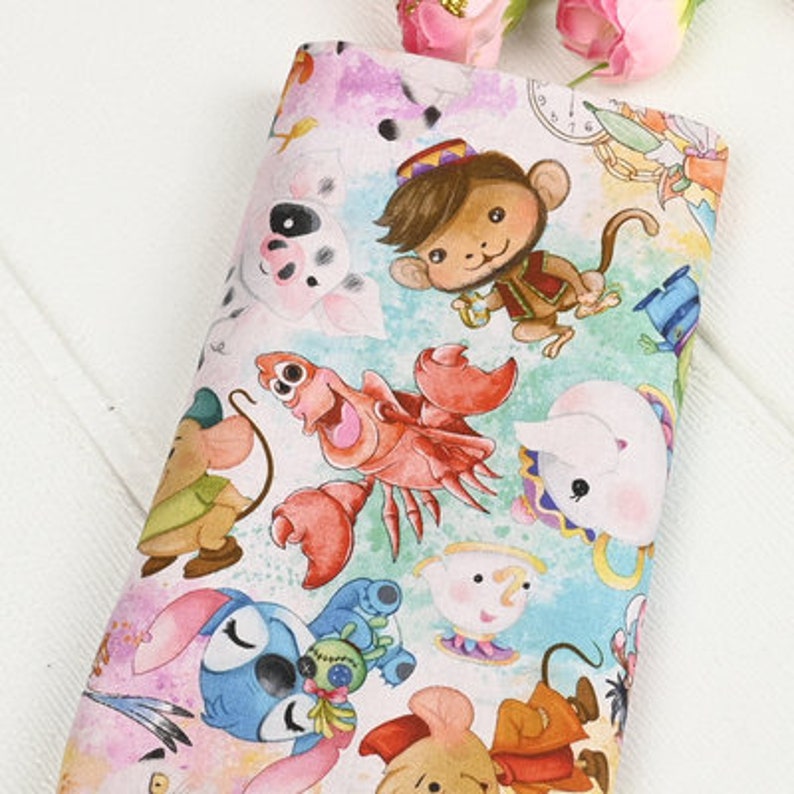 Cartoon Mix Fabric Disney Cartoon Fabric 100% Cotton Cartoon - Etsy