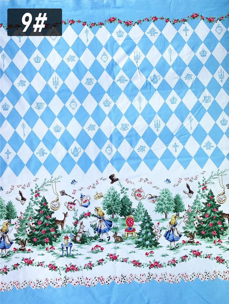 Alice in Wonderland Fabric, Cheshire Cat Fabric, 100% Cotton Fabric, by ...