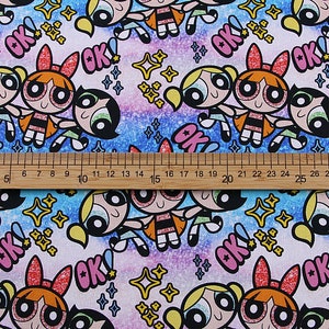 Powerpuff Girls Fabric 100% Cotton Cartoon Cotton Fabric by the Half ...