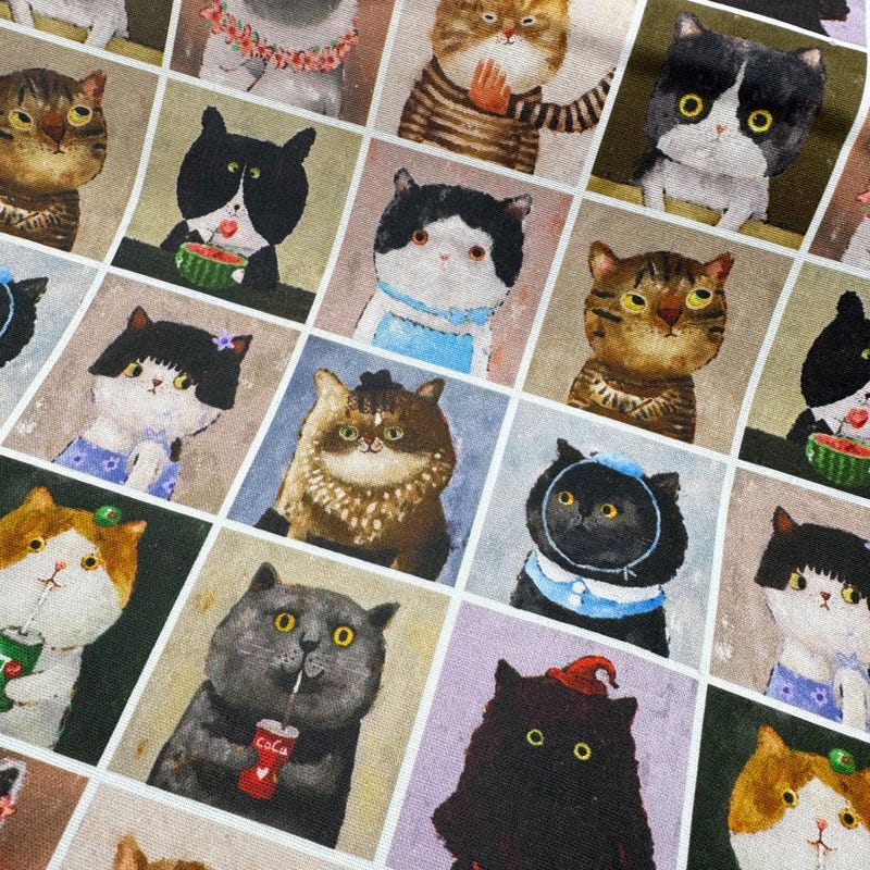 Cat Print Fabric - Etsy