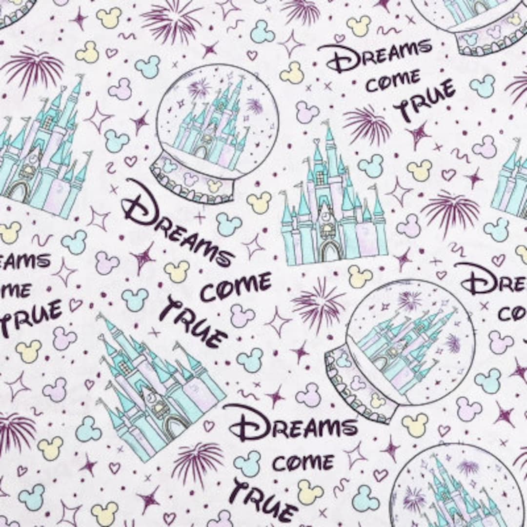 Disney Mickey Mouse Fabric Fairy Magic Kingdom Castle Fabric 100% ...