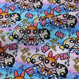 Powerpuff Girls Fabric 100% Cotton Cartoon Cotton Fabric by the Half ...