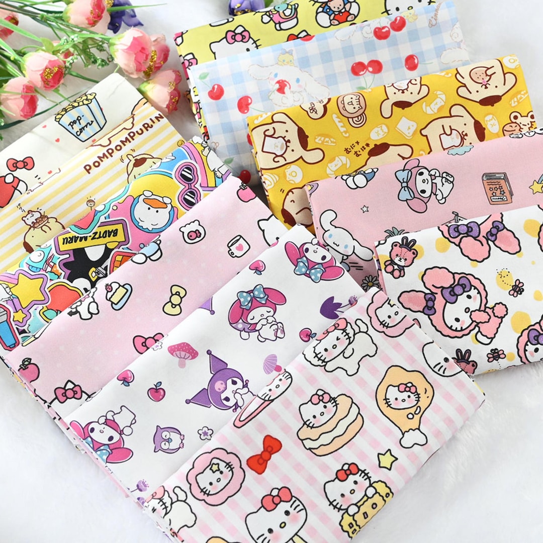 Sanrio Characters Fabric 100% Cotton Fabric by the Half Yard Hello ...