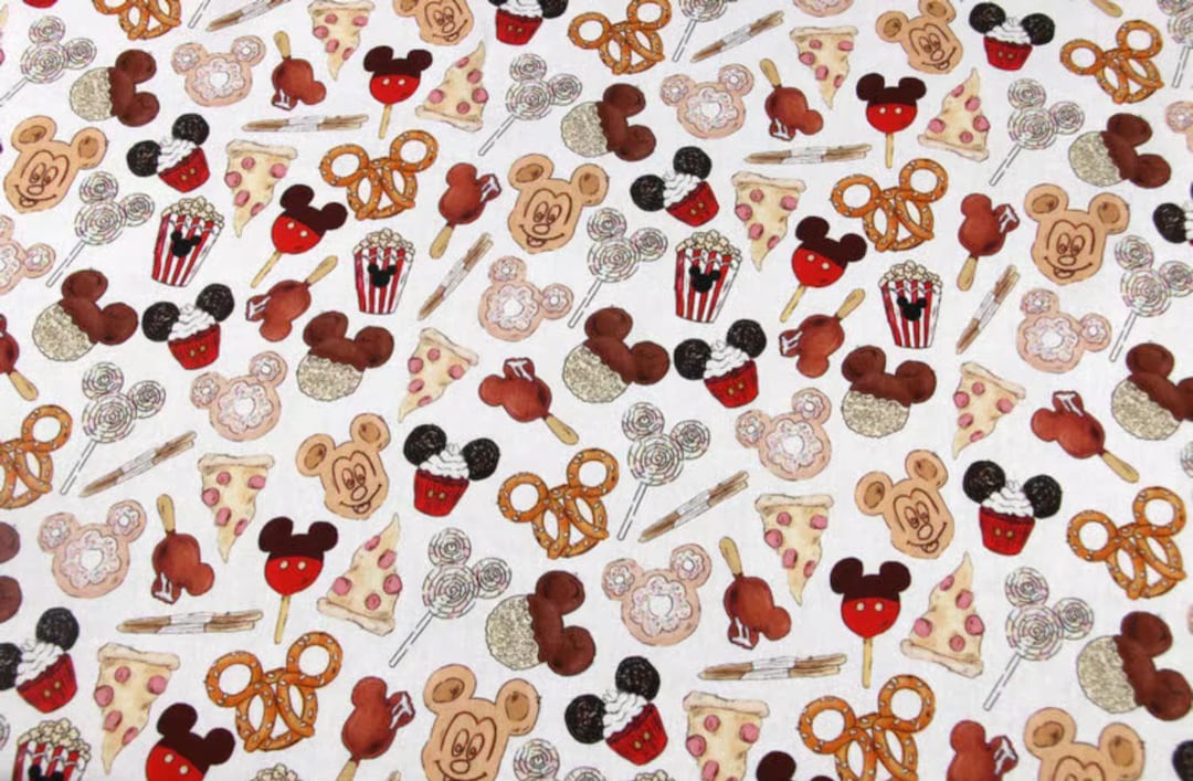 Mickey Minnie Mouse Fabric, Ice Cream Candy Yummy Dessert Fabric 100% ...