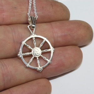 Dharmachakra Pendant | Wheel of Dharma Necklace | Large | Sterling ...