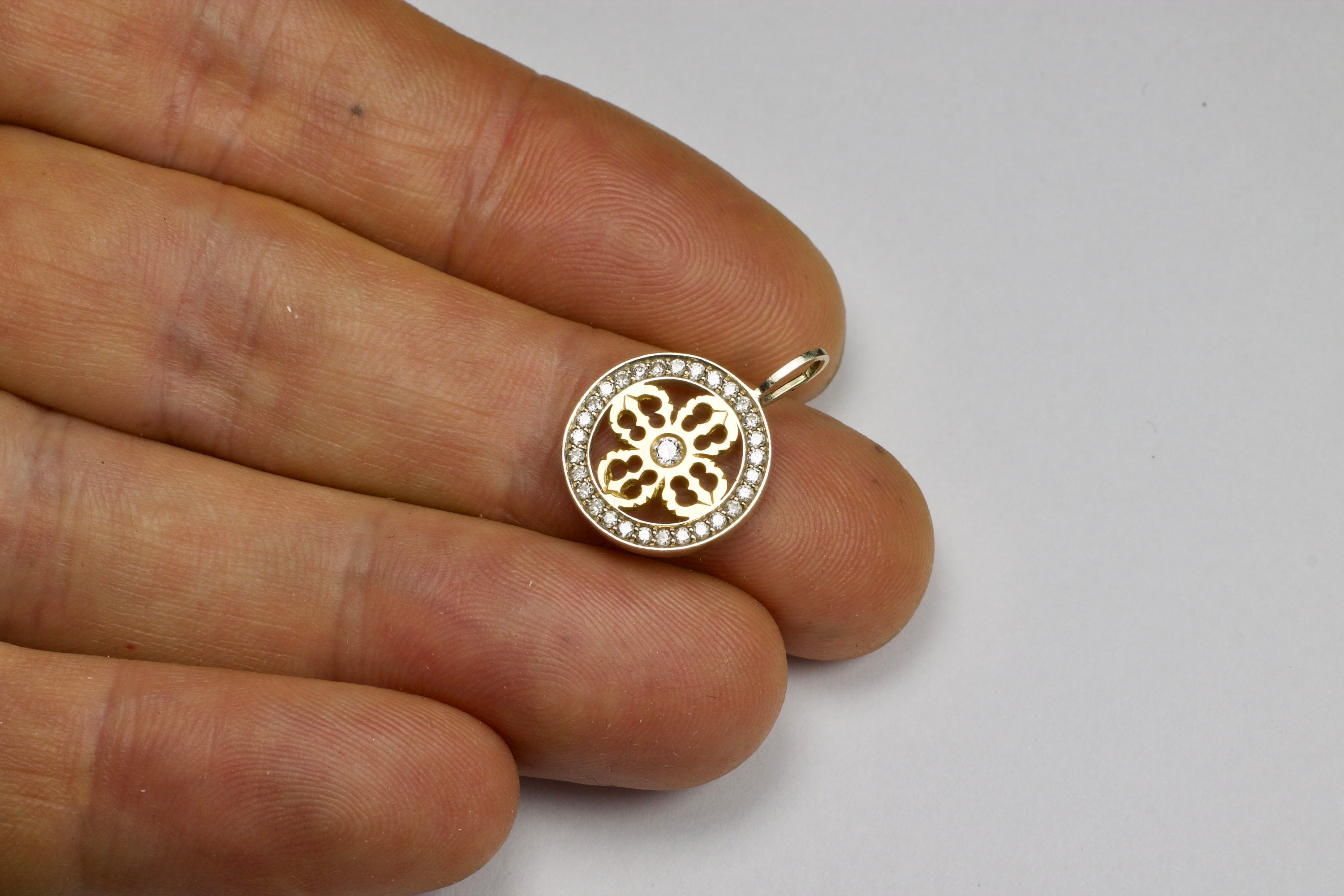 Double Vajra Pendant | Gold and Diamond - Etsy