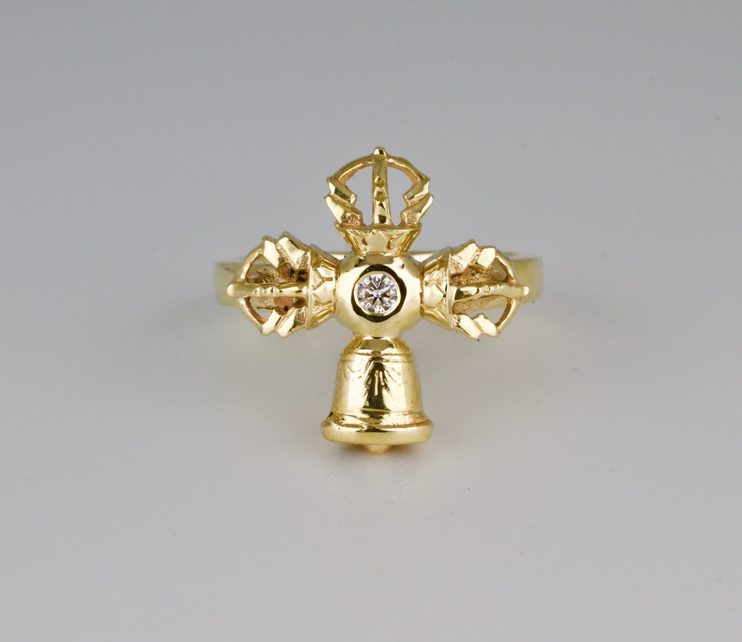 Vajra and Bell Ring, Gold and Diamond - Etsy