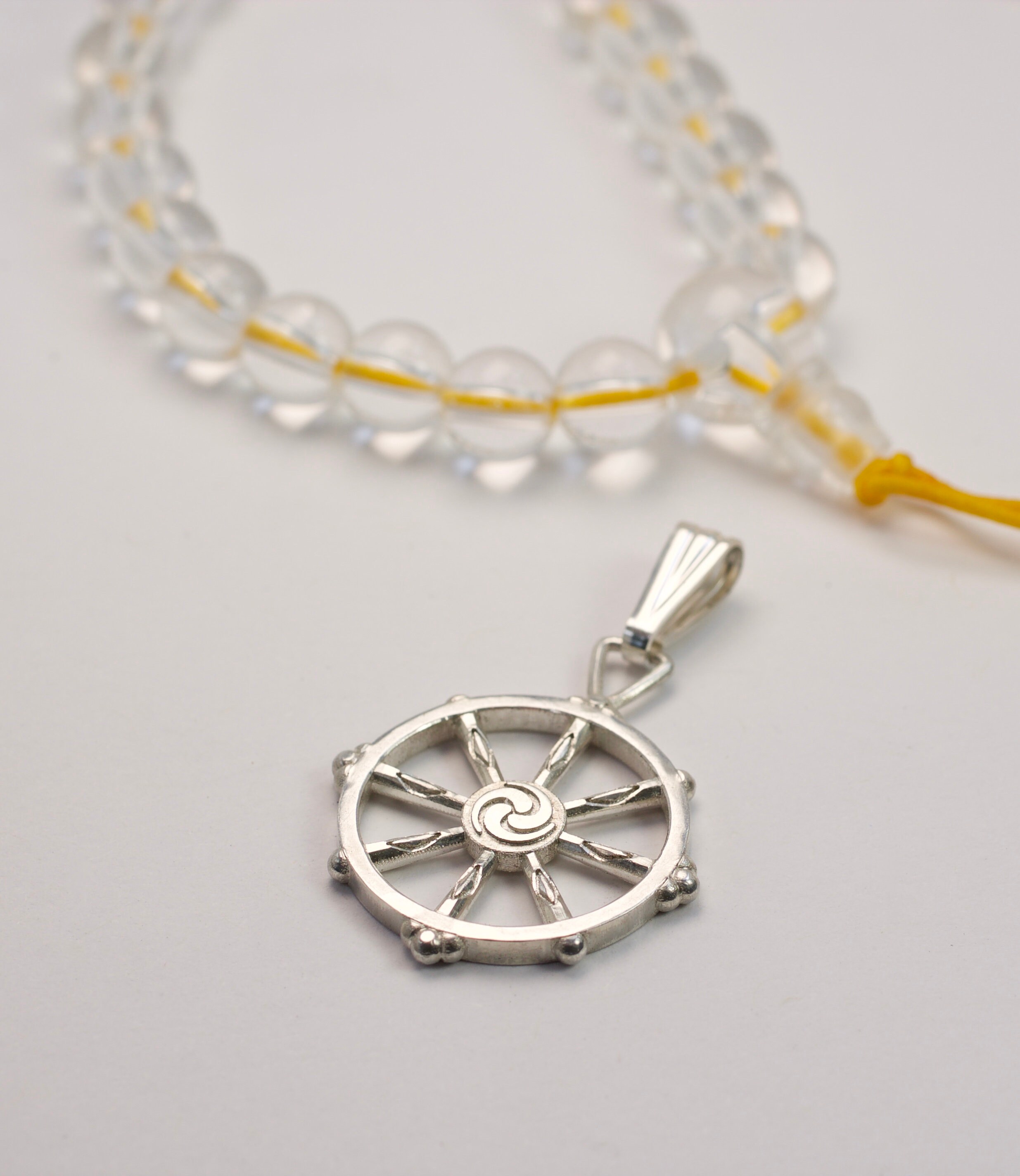 Dharmachakra Pendant Wheel of Dharma Necklace Large Sterling Silver 925 ...