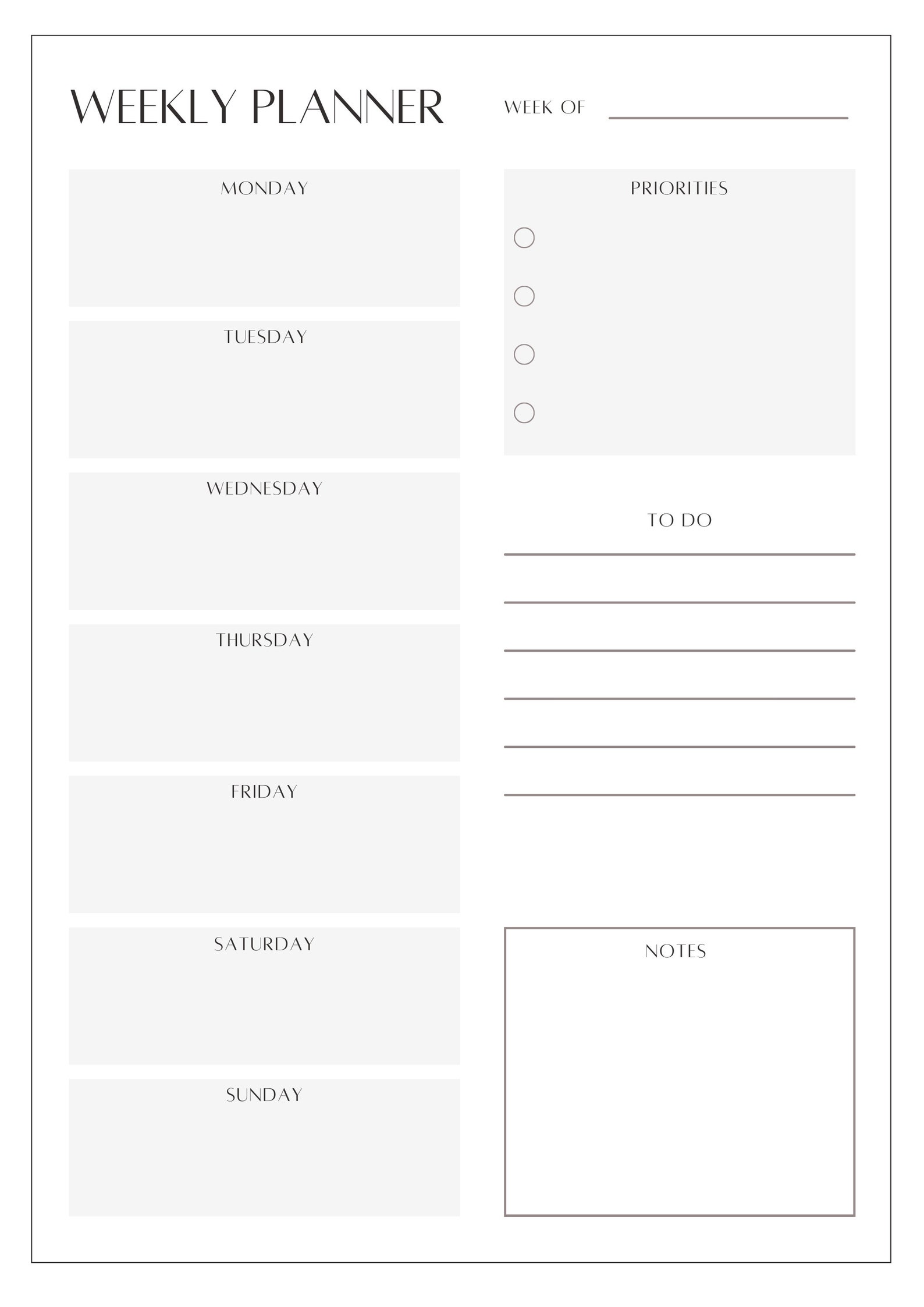 Printable Weekly Planner, Printable Weekly Planner Sheet, PDF Printable ...