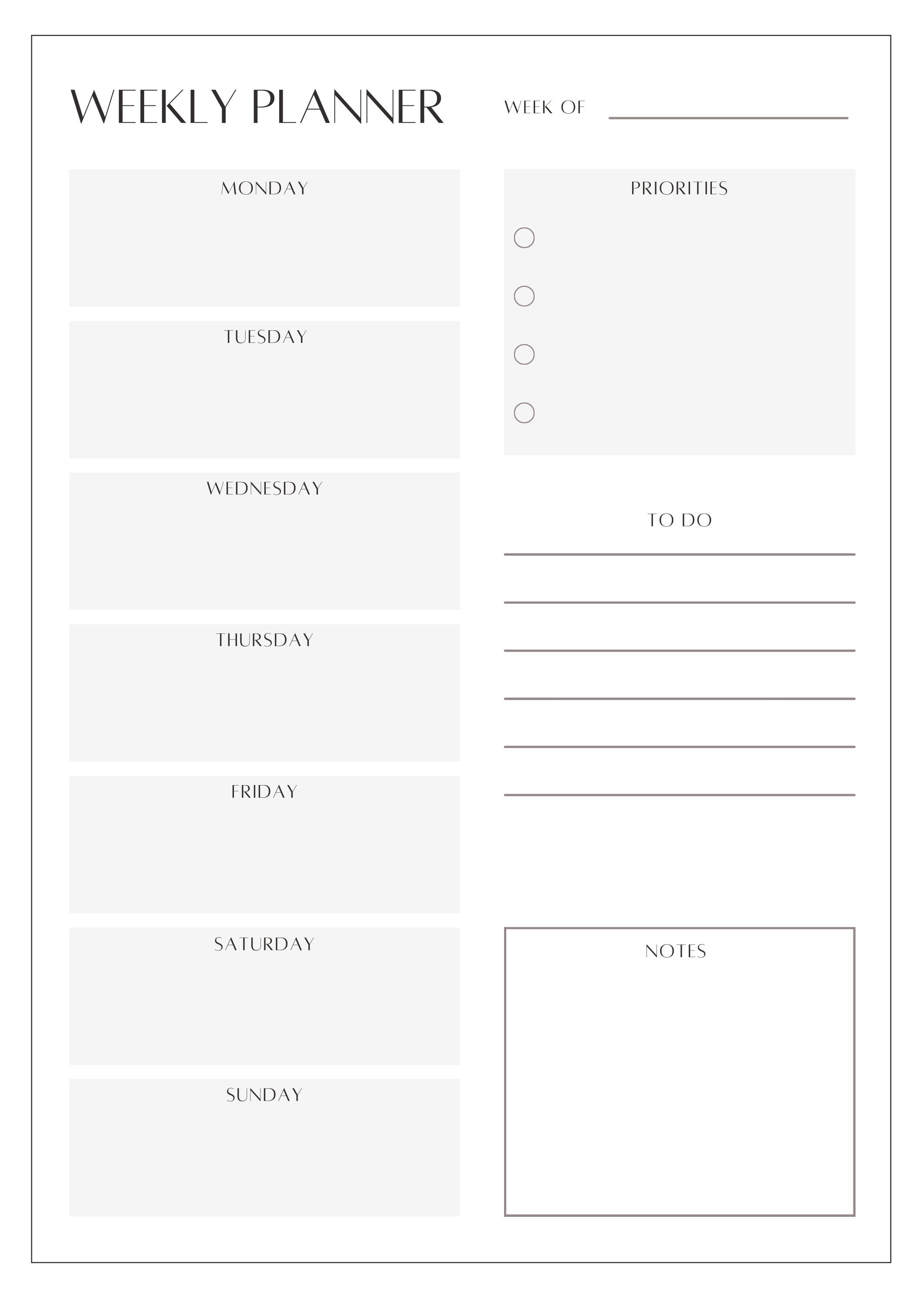 Printable Weekly Planner, Printable Weekly Planner Sheet, PDF Printable ...