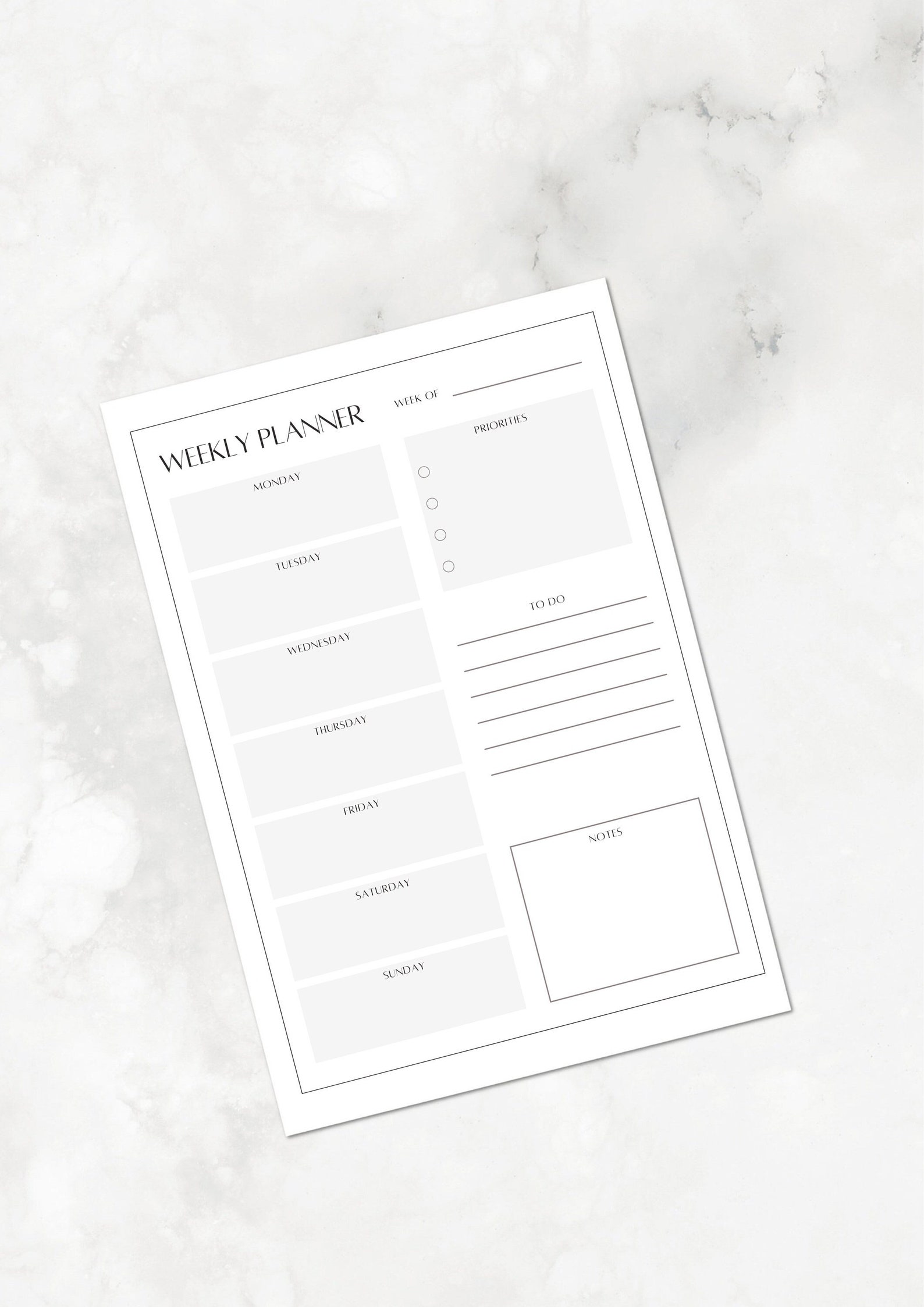 Printable Weekly Planner, Printable Weekly Planner Sheet, PDF Printable ...