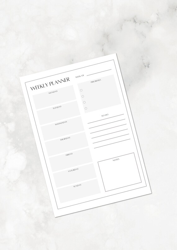 Printable Weekly Planner Printable Weekly Planner Sheet PDF - Etsy