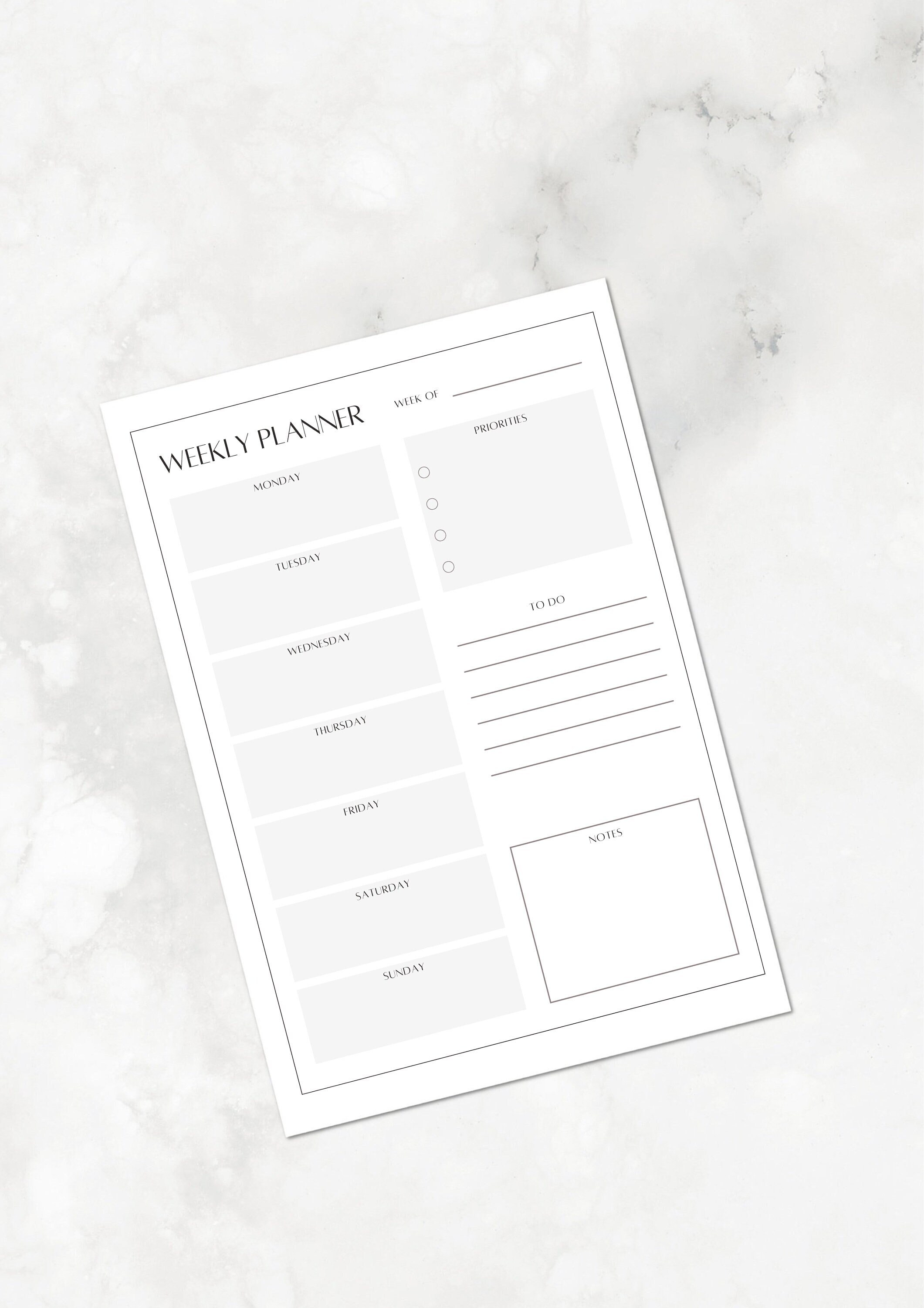 Printable Weekly Planner, Printable Weekly Planner Sheet, PDF Printable ...